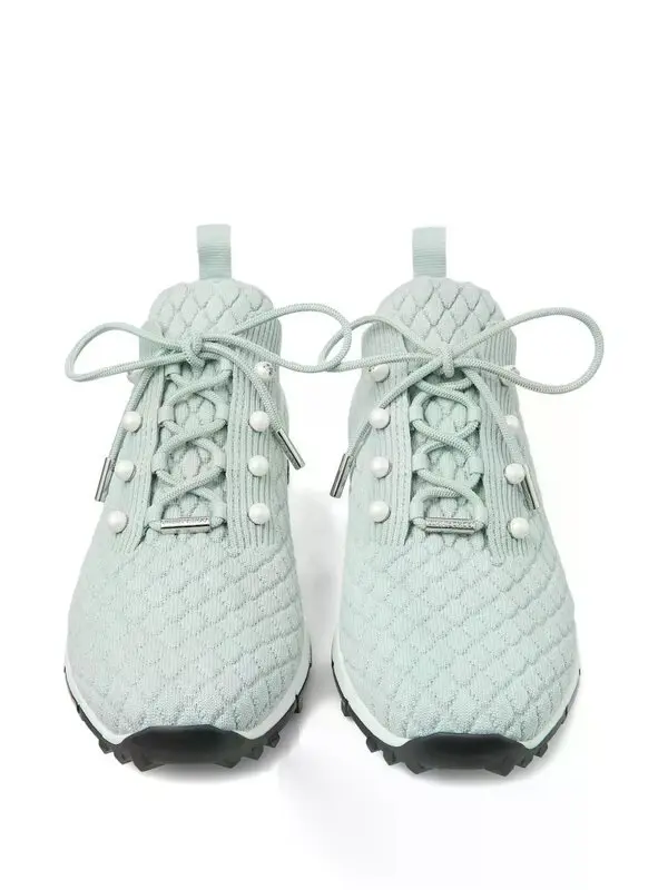 JIMMY CHOO Veles Lace-up Sneakers With Pearl Embellishments