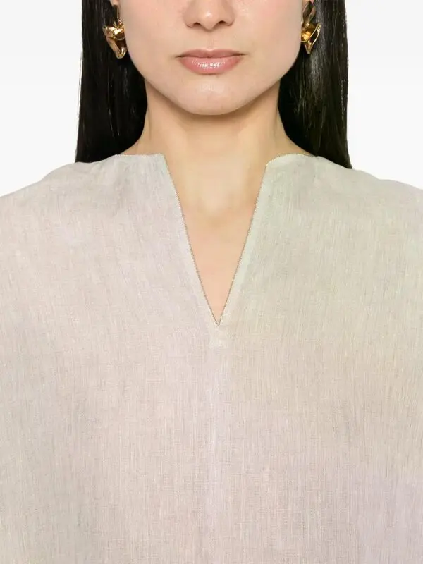 Fabiana Filippi Linen Split Neck Sleeveless Blouse