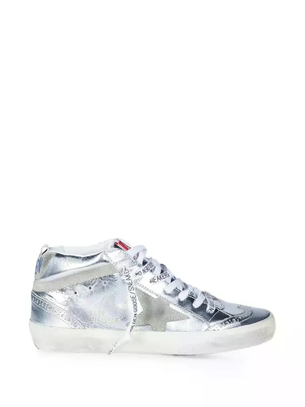 GOLDEN GOOSE Mid-star Laminated Sneakers - Silver