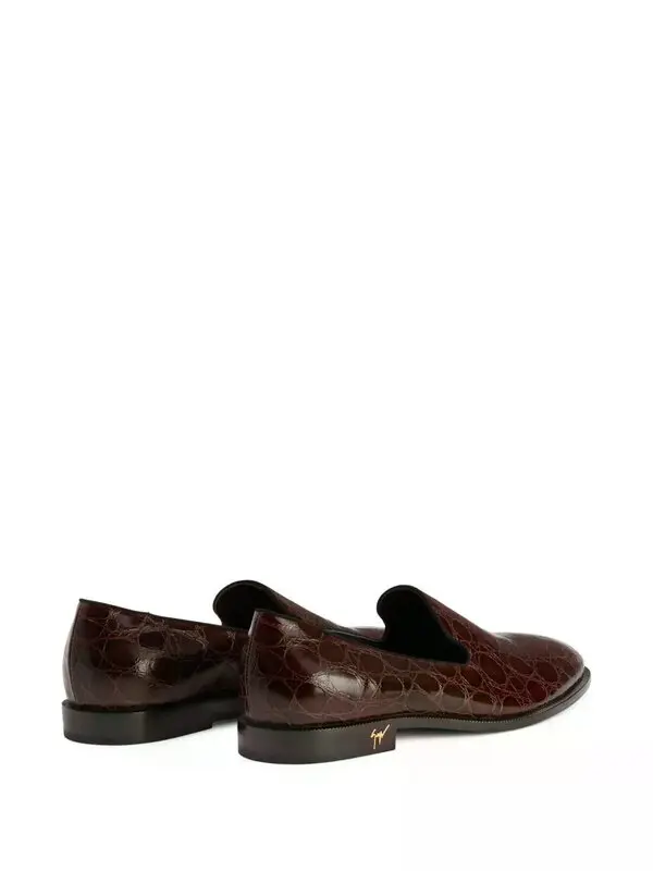 GIUSEPPE ZANOTTI Gatien Crocodile-effect Leather Loafers - Brown