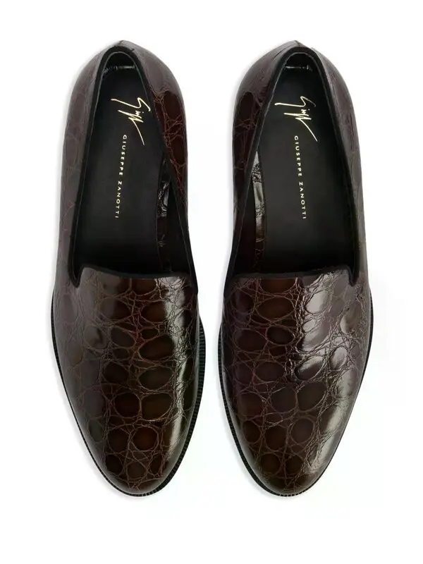 GIUSEPPE ZANOTTI Gatien Crocodile-effect Leather Loafers