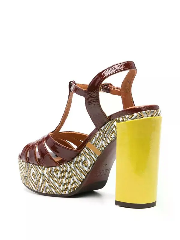 Chie Mihara High Block Heel T-bar Strap Sandals