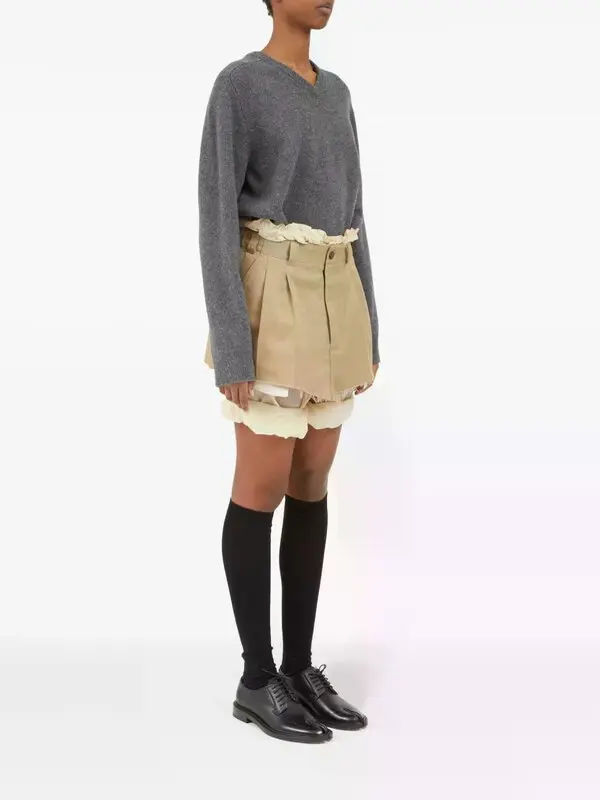 MAISON MARGIELA Layered Frayed Hem Shorts