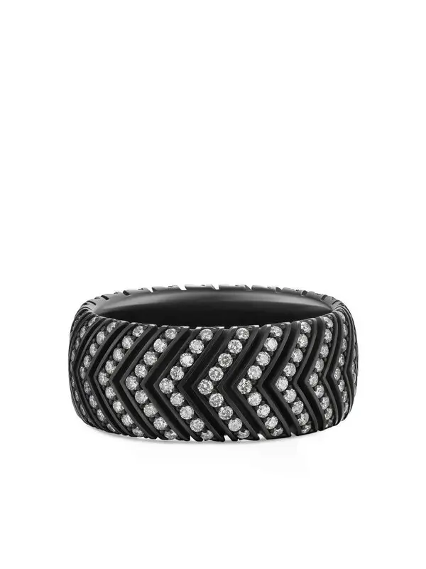 David Yurman Chevron Band Ring With Diamonds - Black