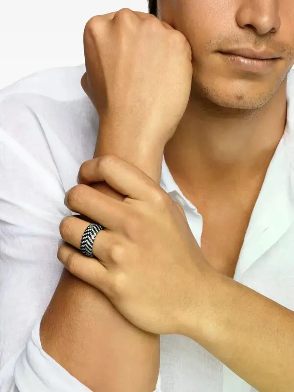 David Yurman Chevron Band Ring With Diamonds - Black