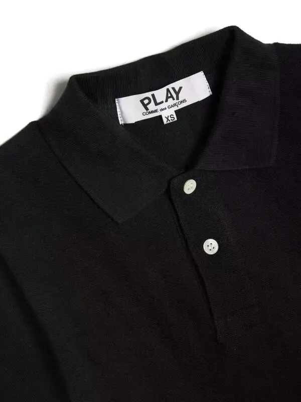 Play Comme Des Garcon Logo-appliqué Piqué Polo Shirt - Black