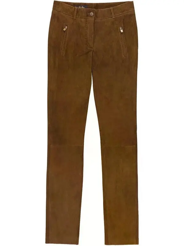 Loro Piana Straight-leg Lambskin Trousers - Brown