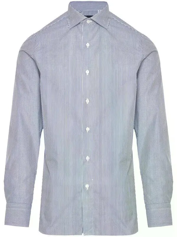FINAMORE 1925 Spread Collar Striped Shirt