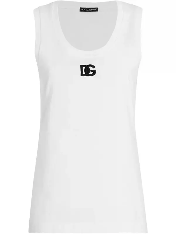 Dolce & Gabbana Dg Logo Scoop Neck Tank Top - White