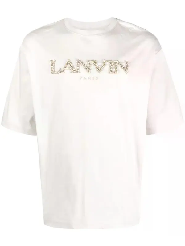 LANVIN Logo-embroidered Cotton T-shirt - Grey