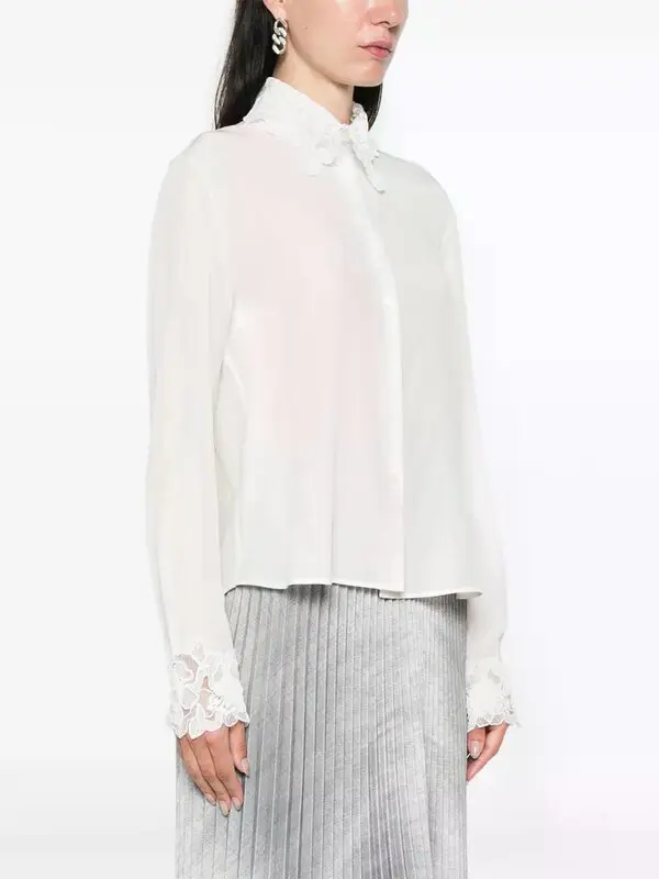 Ermanno Scervino Lace Collar Silk Shirt