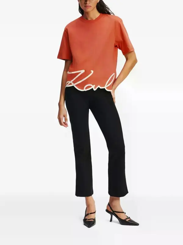 Karl Lagerfeld Signature-hem T-shirt - Orange