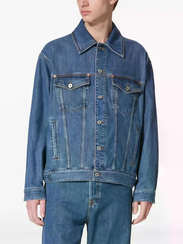 Valentino Garavani Logo-appliqué Denim Jacket - Blue