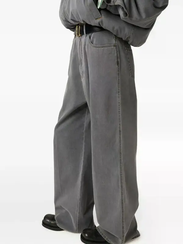 Miu Miu Logo-embroidered Wide-leg Jeans - Grey