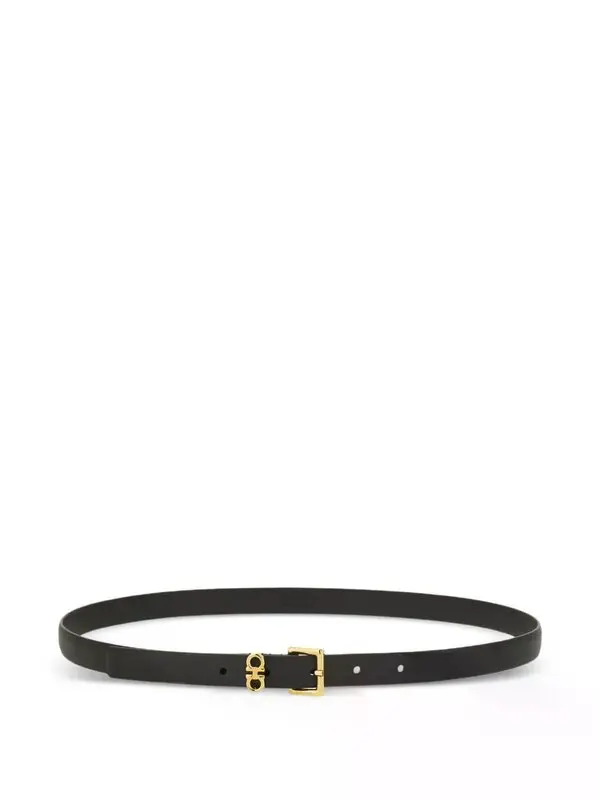 FERRAGAMO Gancini Buckle Leather Belt - Black
