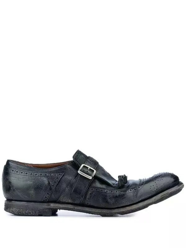 Church's Leather Monk Strap Shoes With Fringe Detailing - Black