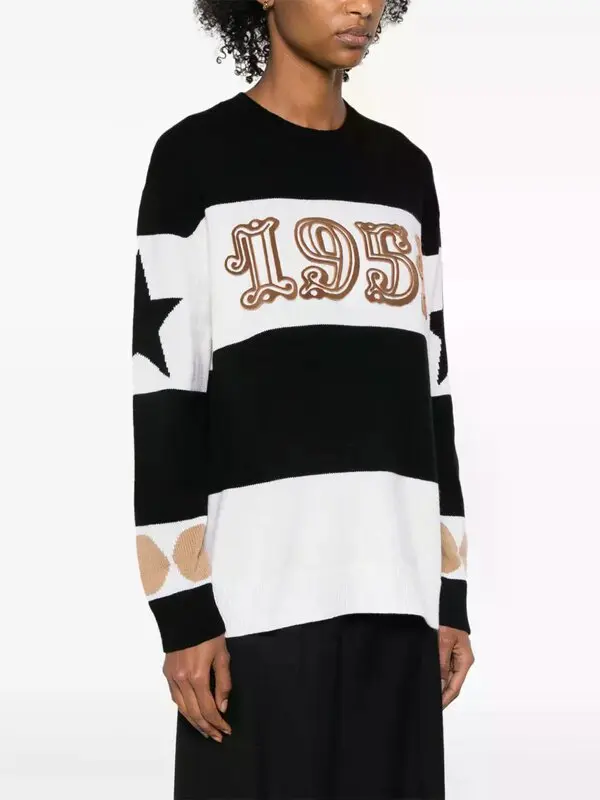 Max Mara Flocked-motif Knitted Jumper - Black