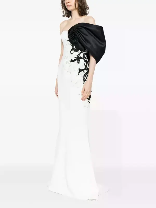 SAIID KOBEISY One-shoulder Embroidered Gown