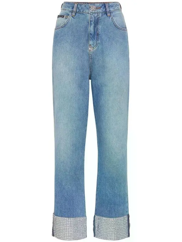 Philipp Plein Embellished Straight-leg Jeans - Blue