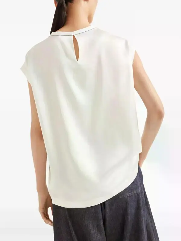 Brunello Cucinelli Monili-embellished Satin T-shirt