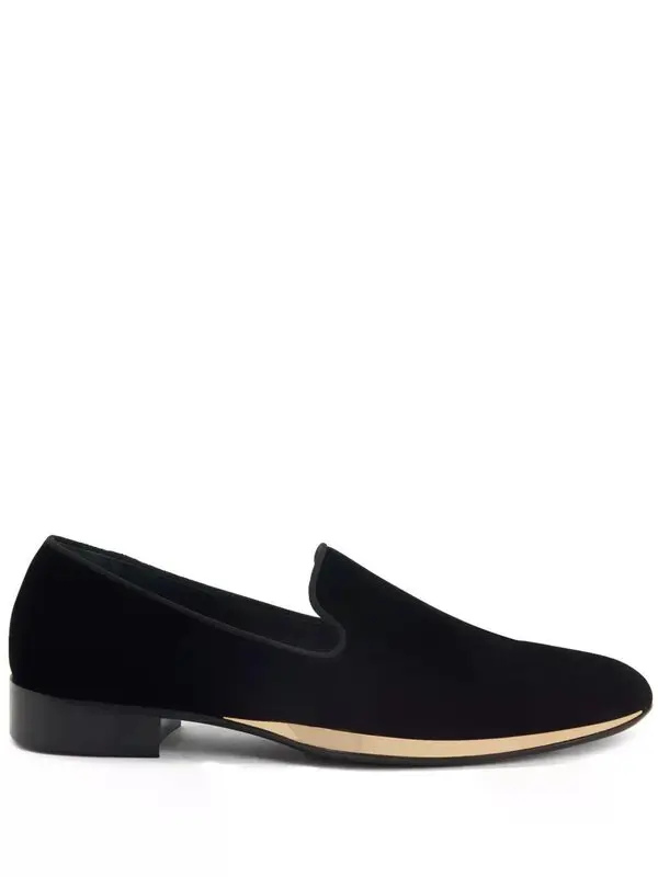 GIUSEPPE ZANOTTI Velvet Slip-on Loafers With Gold Tone Detailing