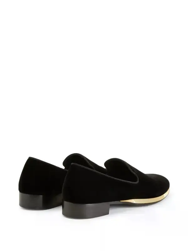 GIUSEPPE ZANOTTI Velvet Slip-on Loafers With Gold Tone Detailing