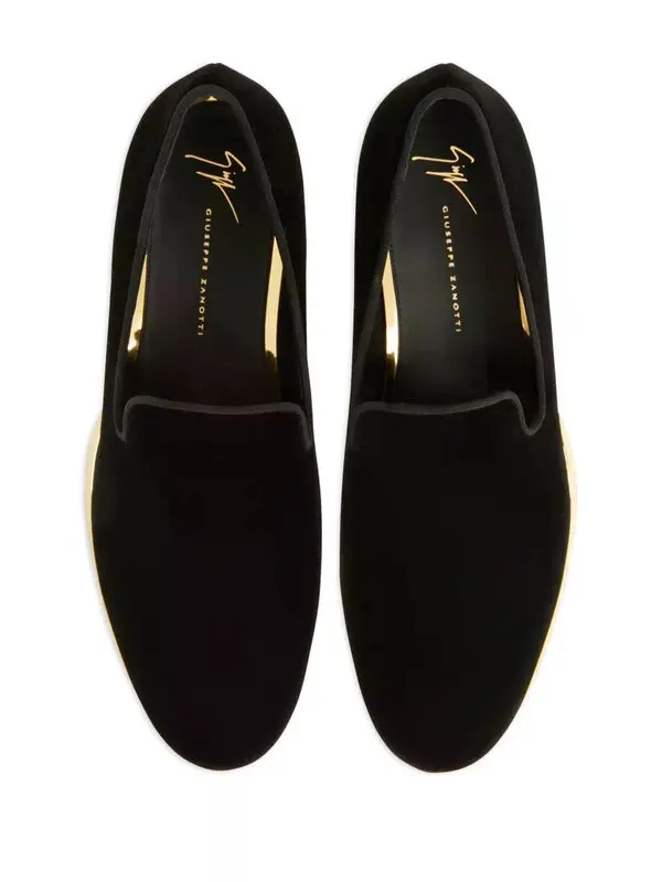 GIUSEPPE ZANOTTI Velvet Slip-on Loafers With Gold Tone Detailing