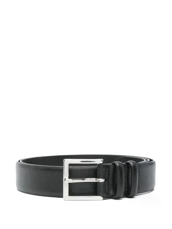 Orciani Leather Belt With Silver-tone Buckle - Black