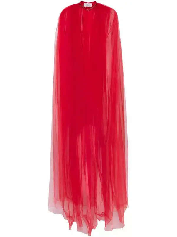 V:PM ATELIER Wanda Tulle Cape - Red