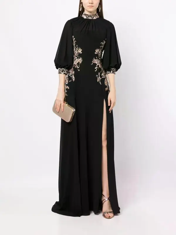 SAIID KOBEISY Sequin Embellished High Neck Gown