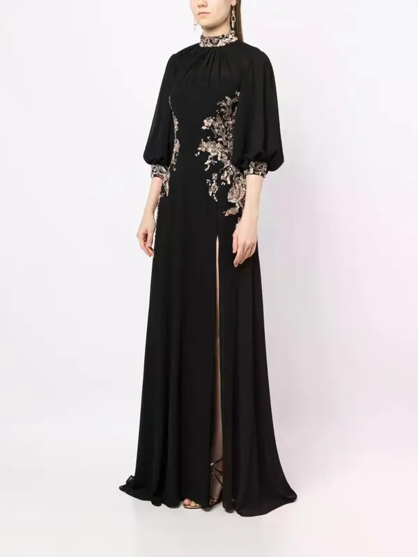 SAIID KOBEISY Sequin Embellished High Neck Gown