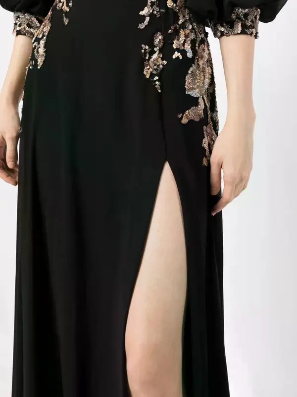 SAIID KOBEISY Sequin Embellished High Neck Gown