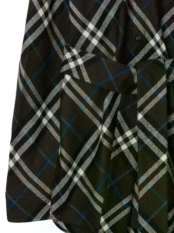 Burberry Check-pattern Belted Wool-silk Blend Shirt