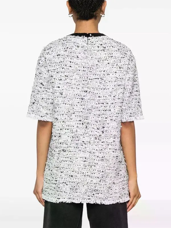 Balmain Textured Tweed Top With Frayed Edges