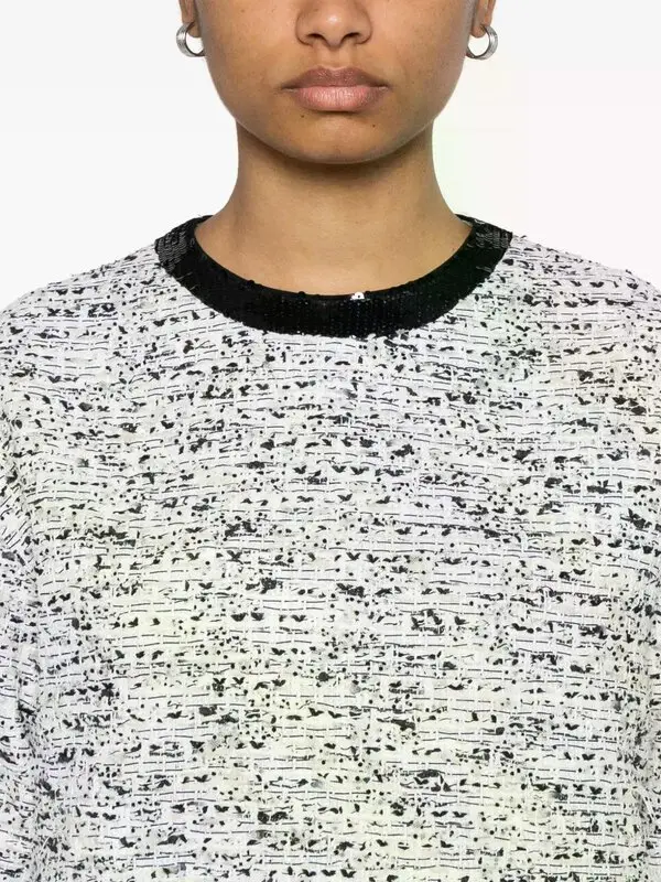 Balmain Textured Tweed Top With Frayed Edges
