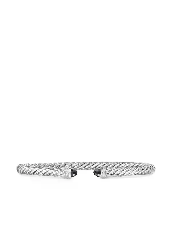 David Yurman Sterling Cablespira® Flex Diamond & Onyx Bracelet - Silver