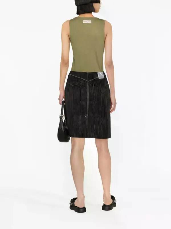 MARINE SERRE Contrast Stitching Crescent Moon Pendant Skirt