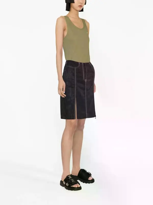 MARINE SERRE Contrast Stitching Crescent Moon Pendant Skirt