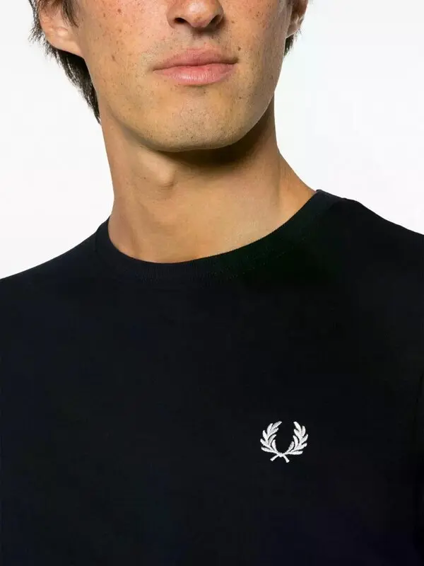 Fred Perry Logo-embroidered Cotton T-shirt - Blue