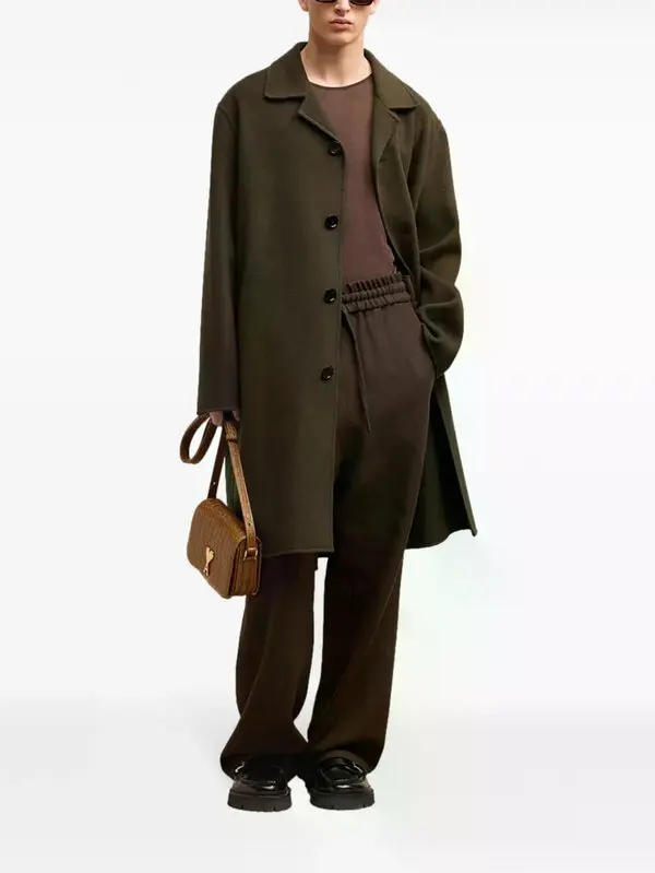 AMI Paris Single-breasted Felted Coat - Brown