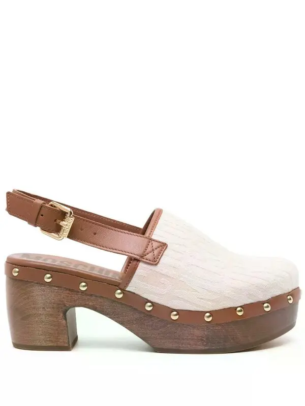 Moschino 75mm Logo-print Leather Clogs