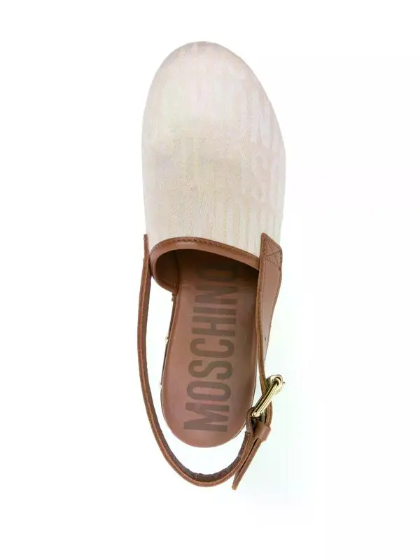 Moschino 75mm Logo-print Leather Clogs