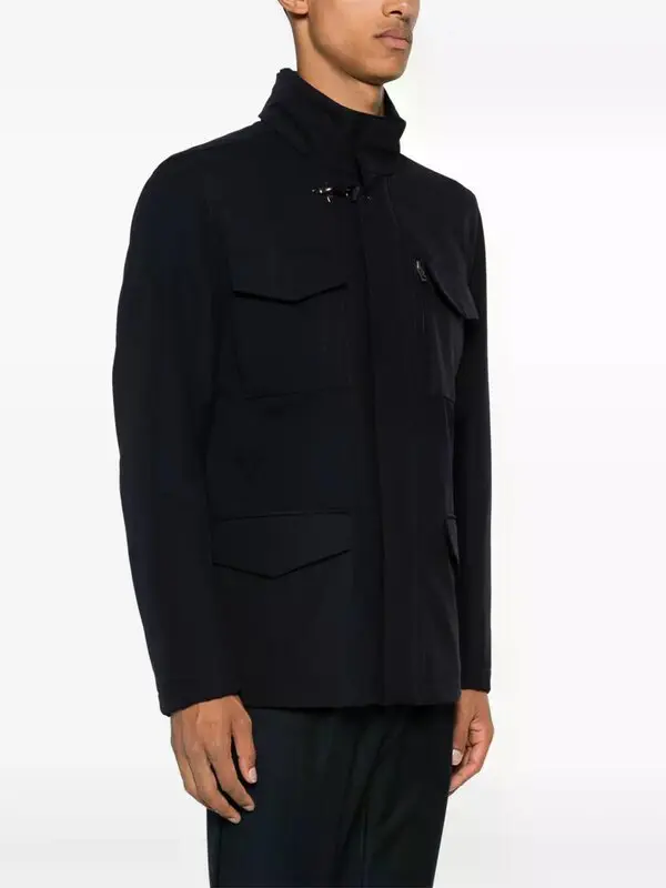 FAY Navy Jersey Texture Padded Water-repellent Field Jacket