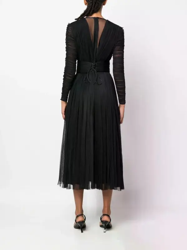ANA RADU V-neck Long-sleeve Midi Dress