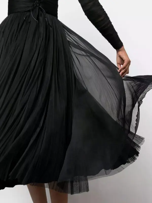 ANA RADU V-neck Long-sleeve Midi Dress