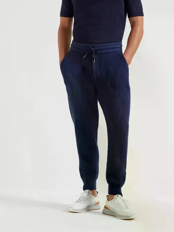 Brunello Cucinelli Cotton Track Pants - Blue