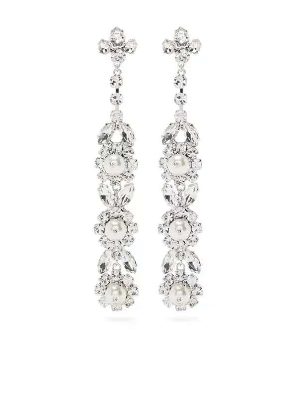 Simone Rocha Long Victorian Pearl & Crystal Drip Earrings