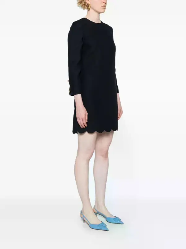 Valentino Garavani Virgin Wool-blend Shift Minidress With Scallop Hem