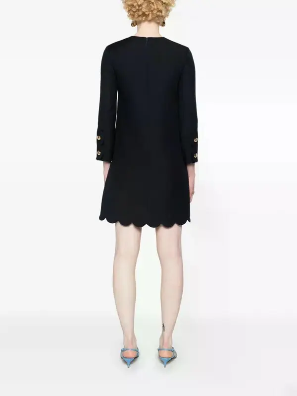 Valentino Garavani Virgin Wool-blend Shift Minidress With Scallop Hem