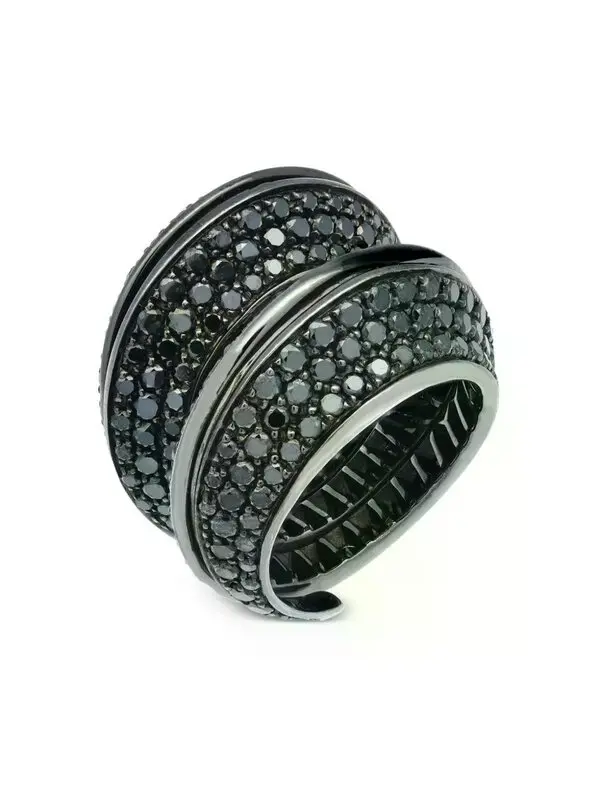 LILY GABRIELLA 18kt Black Gold Double Spira Diamond Ring - Silver